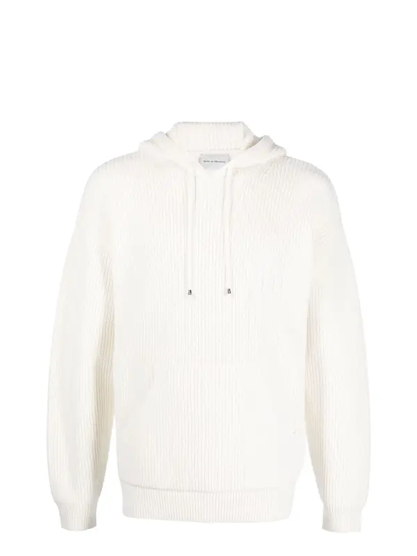 Drole De Monsieur Logo-embroidered Waffle-knit Hoodie - White