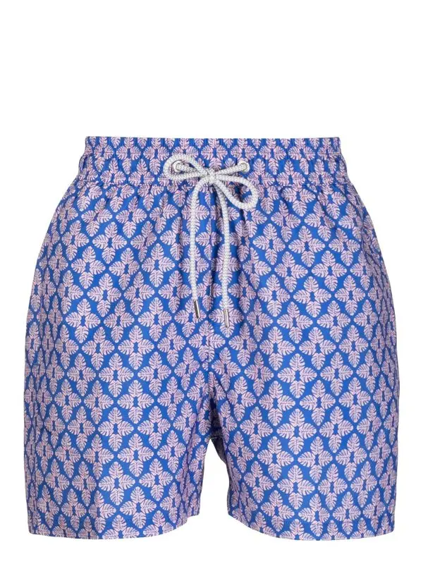 Love Brand & Co. Graphic-print Drawstring Swim Shorts - Blue