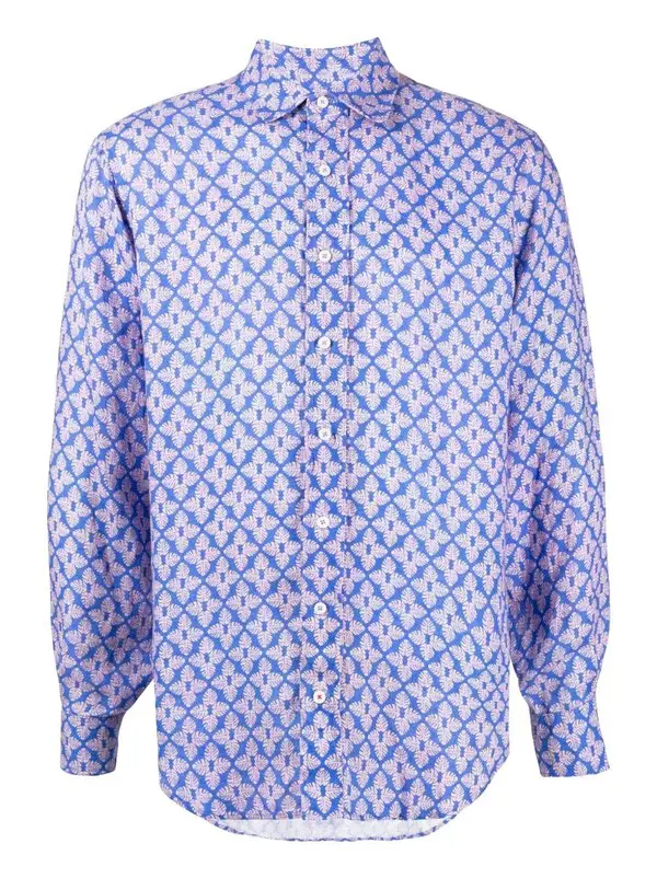 Love Brand & Co. Graphic-print Linen Shirt - Blue