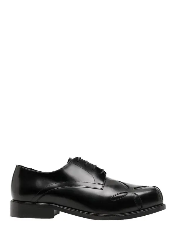 STEFAN COOKE Embroidered-detail Leather Derby Shoes - Black