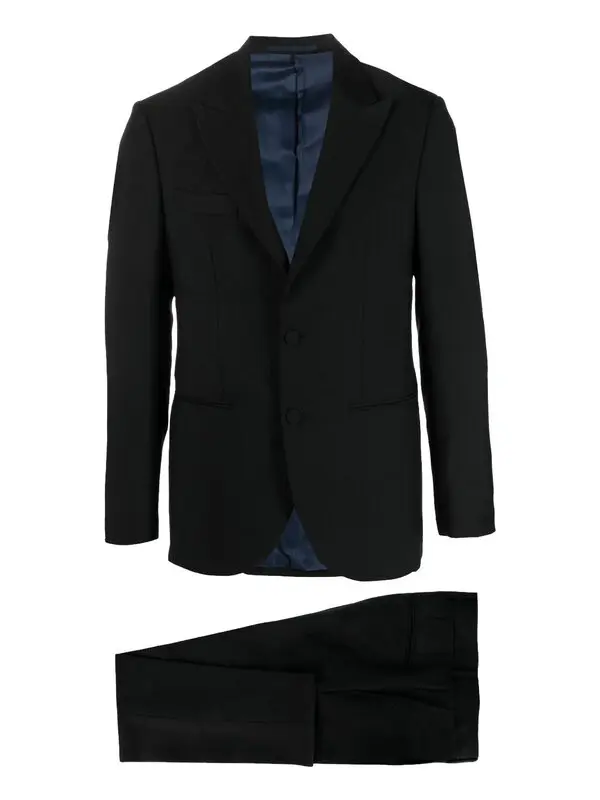 D4.0 Single-breasted Wool Suit - Black