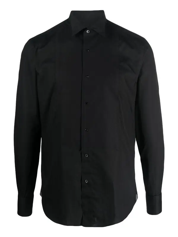 Corneliani Spread-collar Cotton Shirt - Black
