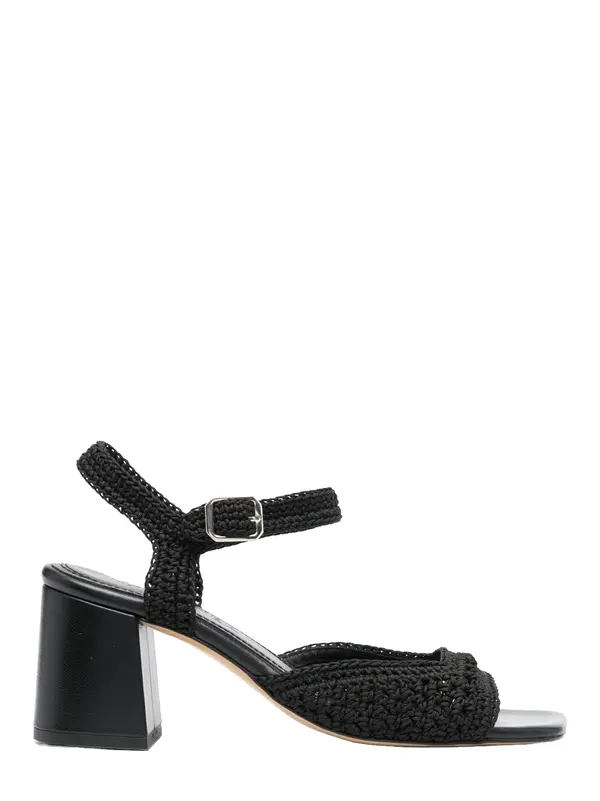 SOULIERS MARTINEZ Sicilia 75mm Leather Sandals - Black