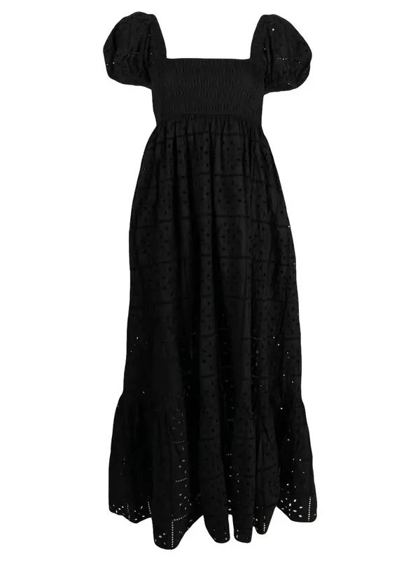 GANNI Broderie Anglaise Organic-cotton Maxi Dress - Black