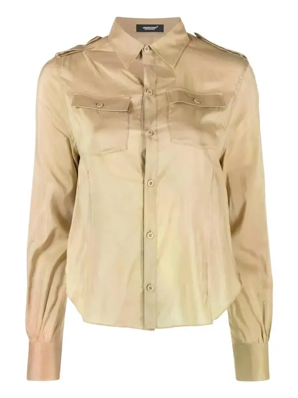 UNDERCOVERISM Open-back Cotton-silk Blend Shirt - Neutrals