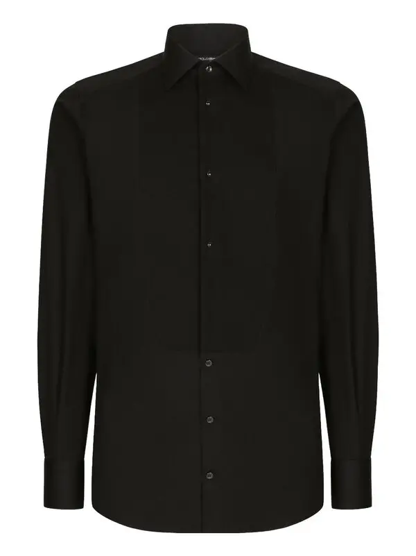 Dolce & Gabbana Gold-fit Cotton Tuxedo Shirt - Black