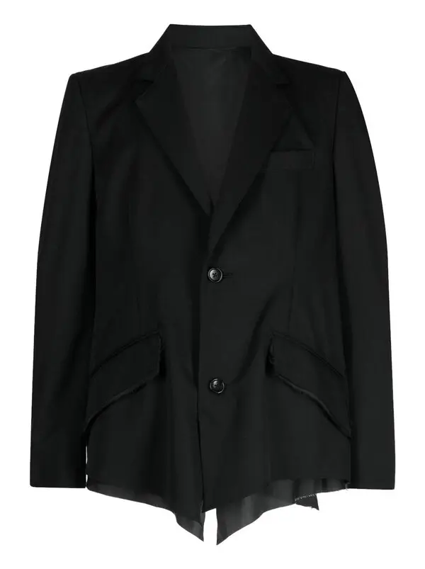 SULVAM Asymmetric Wool Blazer - Black