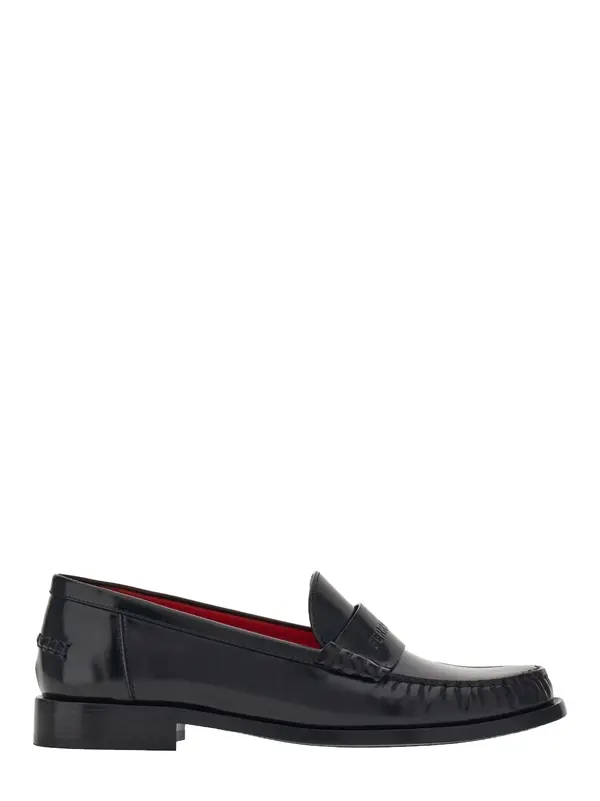 FERRAGAMO Debossed-logo Leather Loafers - Black