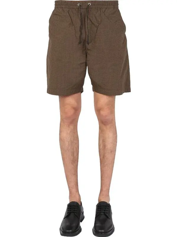 Universal Works Check Pattern Bermuda Shorts - Brown
