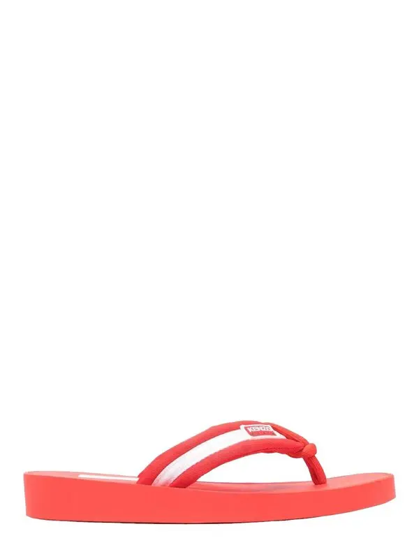 Kenzo Logo-patch Striped Flip Flops - Red