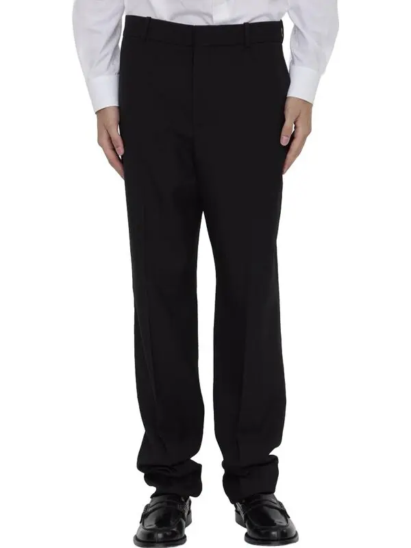 Saint Laurent Wool Gabardine Pleated Trousers - Black
