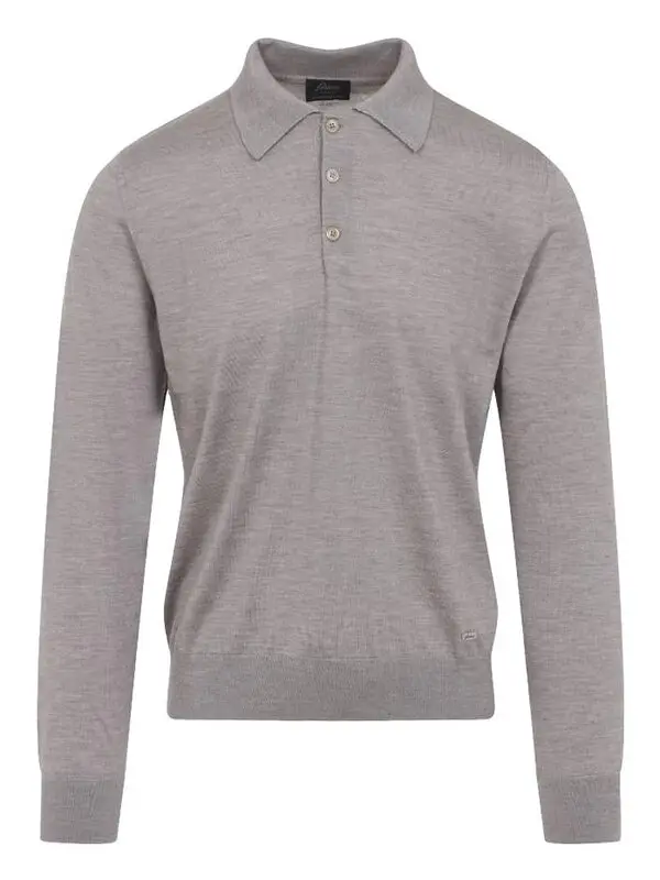 Brioni Long Sleeve Cashmere Polo - Beige