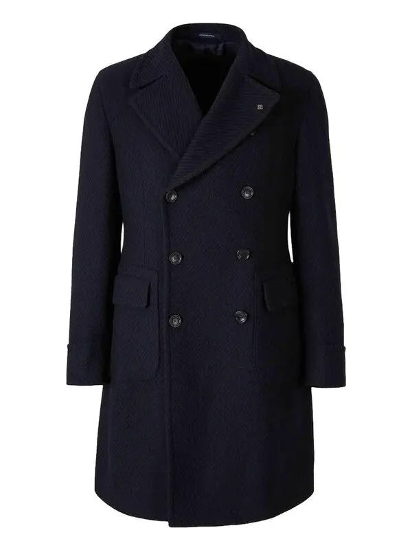 Tagliatore Long Wool Coat - Navy Blue