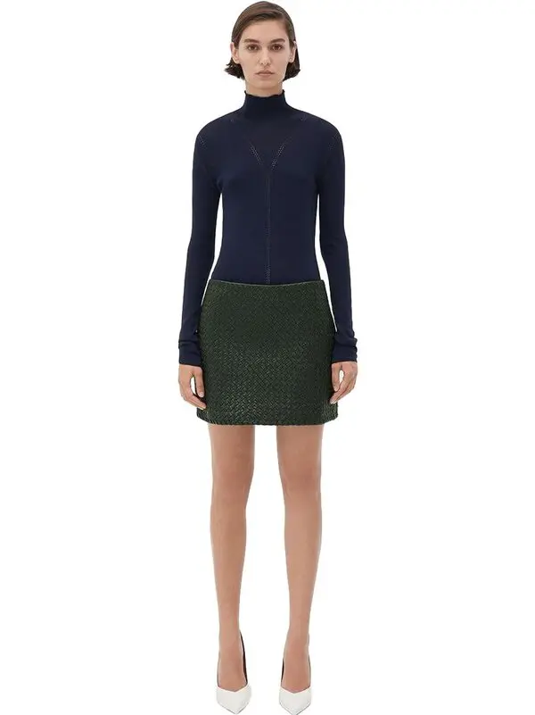 Bottega Veneta Braided Leather Mini Skirt - Green