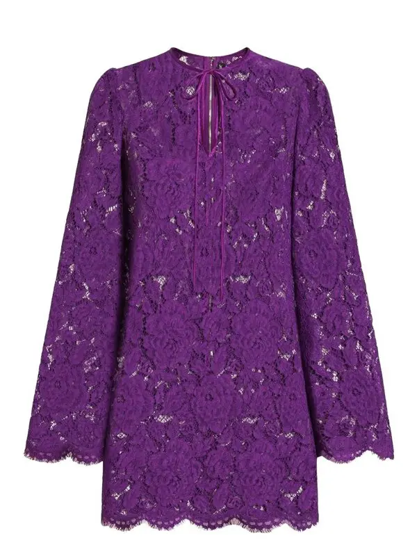 Dolce & Gabbana Lace Mini Dress - Purple
