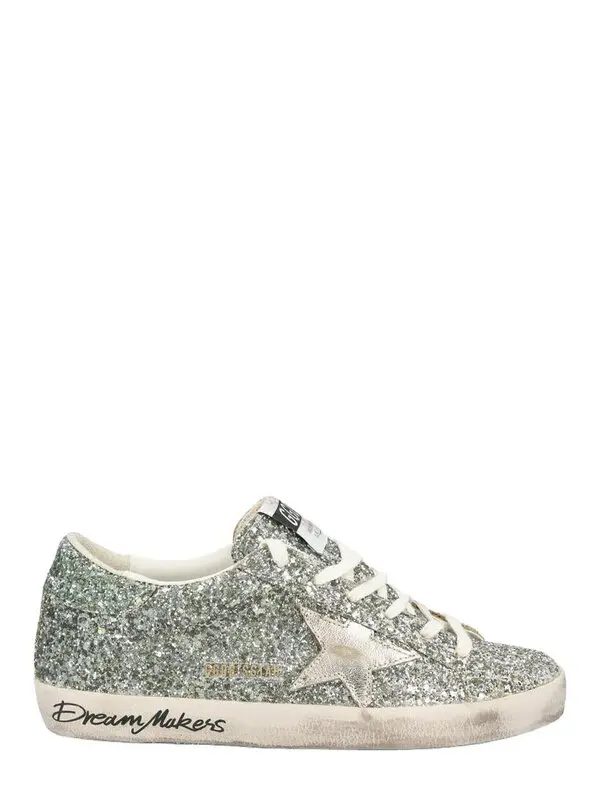 Golden Goose Super-star Sneakers - Platinum/green