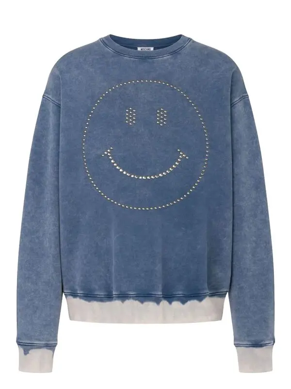Moschino Smiley Face Cotton Sweater - Multi Bleu