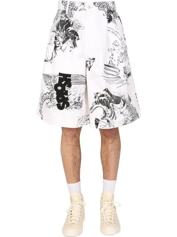 Comme Des Garçons X Christian Marclay Printed Shorts - White