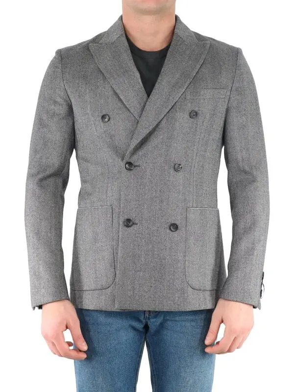 TONELLO Wool Double-breasted Jacket - Grey