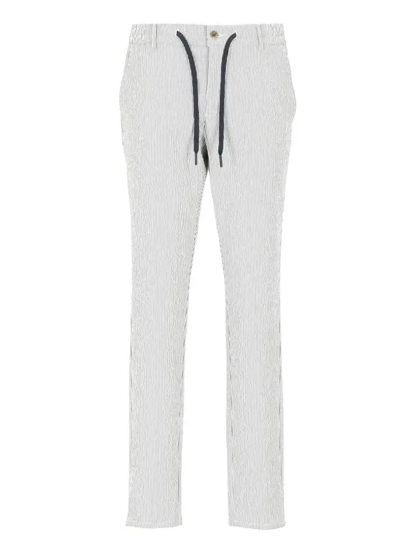 BERWICH Striped Cotton Trousers - Grey