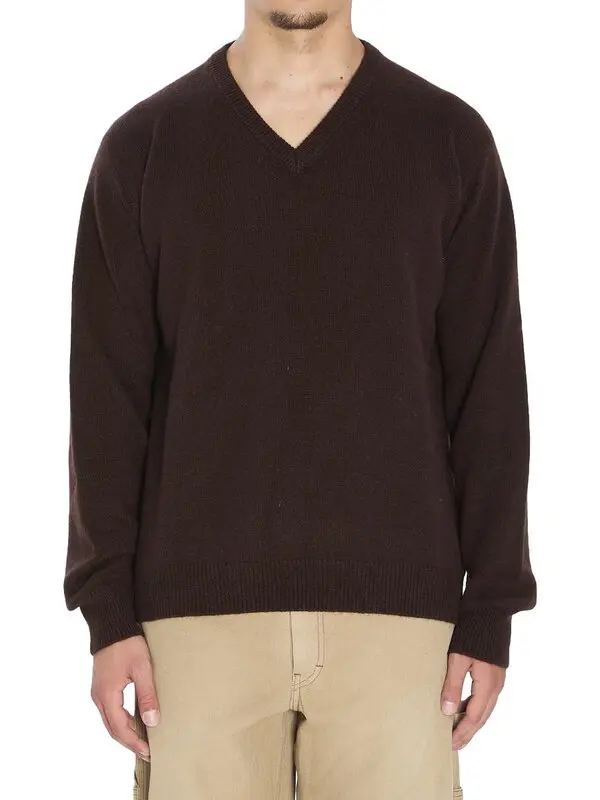 MAISON MARGIELA V-neck Cashmere Sweater - Brown