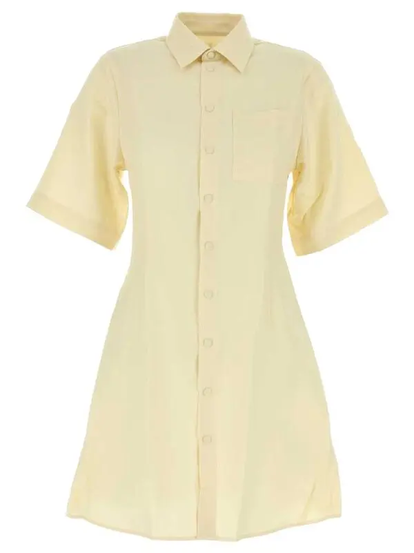 Ami Wool Shirt Dress - Yellow