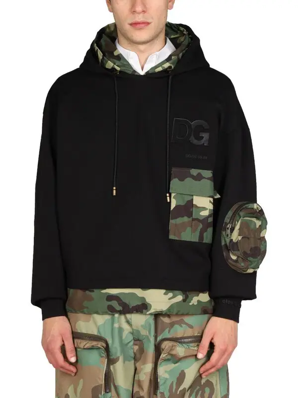 Dolce & Gabbana Sweatshirt With Camouflage Details - Black