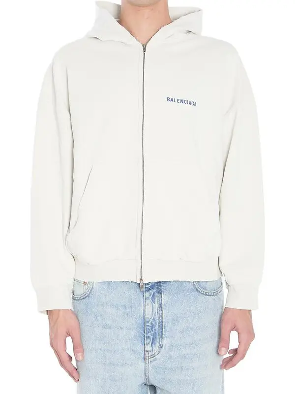 Balenciaga Zipped Dry Fleece Sweatshirt - White