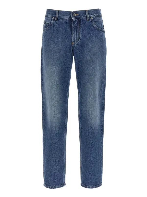 Dolce & Gabbana Essential Stonewashed Straight Leg Jeans - Blue