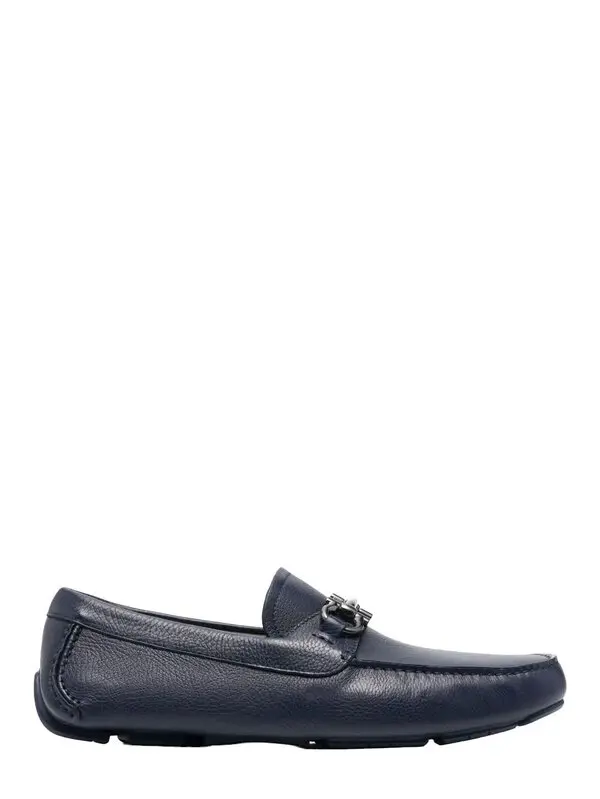 FERRAGAMO Gancini-buckle Leather Loafers - Blue