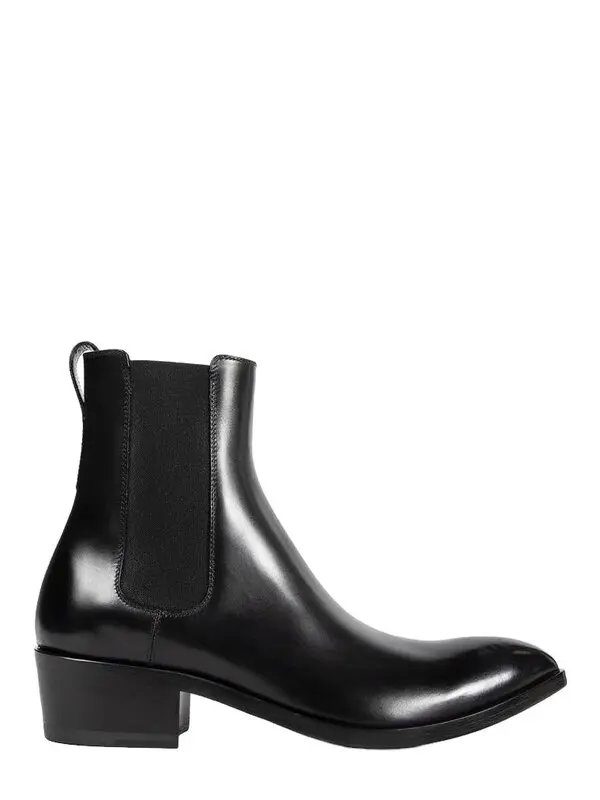 TOM FORD Burnished Leather Chelsea Boot - Black