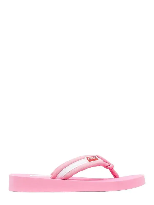 Kenzo Logo-patch Striped Flip Flops - Pink