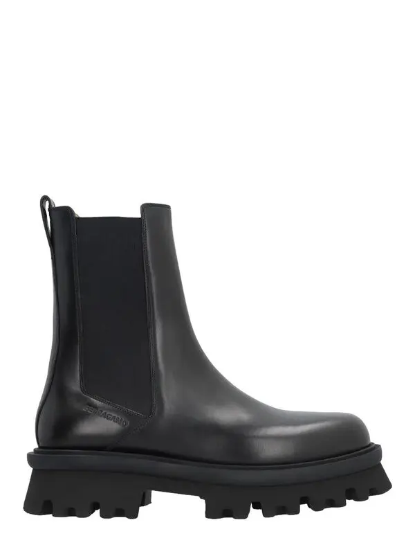 FERRAGAMO Leather Chelsea Boots - Black