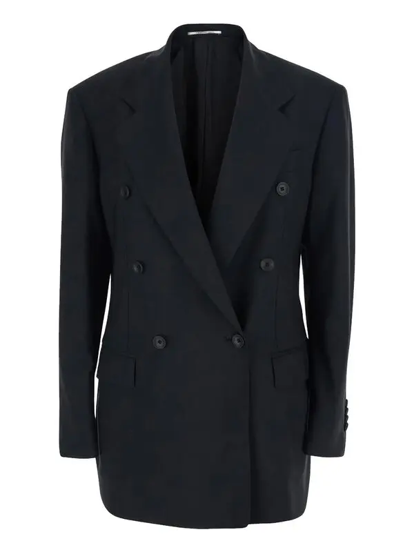 Tagliatore Double-breasted Wool Jacket With Classic Lapels - Black