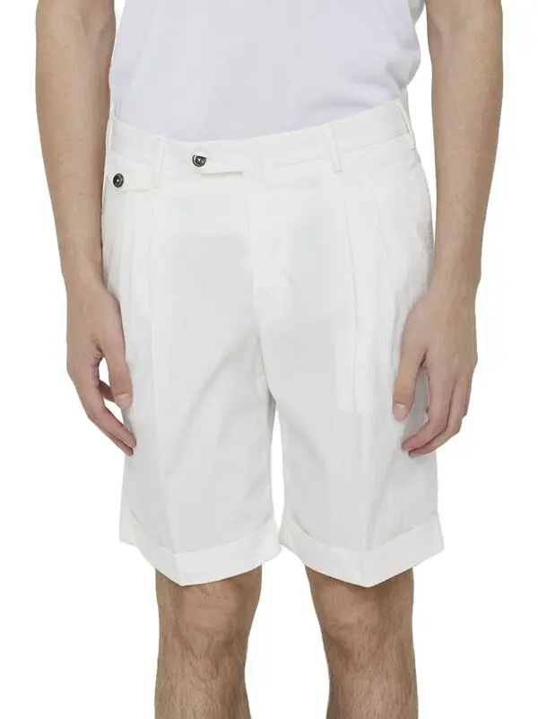 PT TORINO Seersucker Bermuda Shorts - White