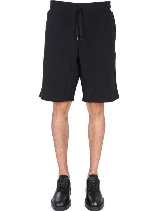 Moschino Bermuda Shorts With Logo Embroidery - Black