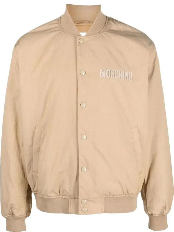 Moschino Embroidered-logo Bomber Jacket - Brown