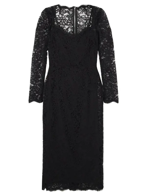 Dolce & Gabbana Corded Lace Midi Dress - Black