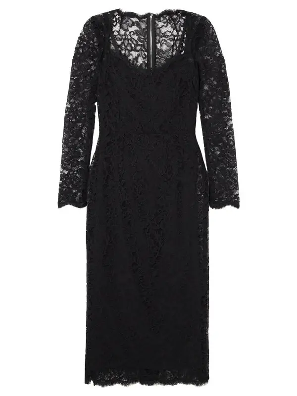 Dolce & Gabbana Corded Lace Midi Dress - Black