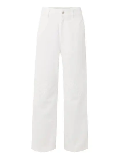 Loewe Paula's Ibiza Embroidered Wide-leg Jeans - White