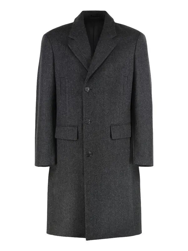 Prada Single-breasted Wool Coat - Grey
