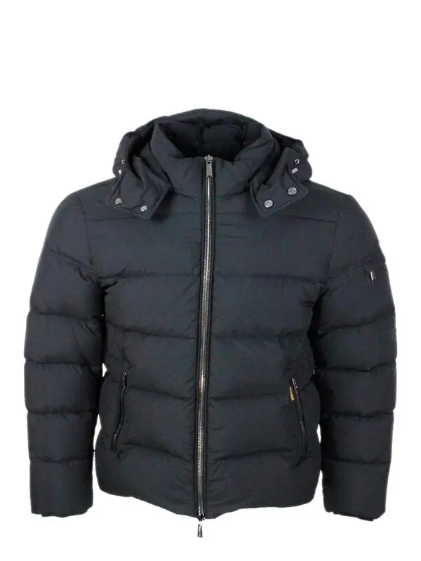 MOORER Goose Down Padded Bomber Jacket - Black