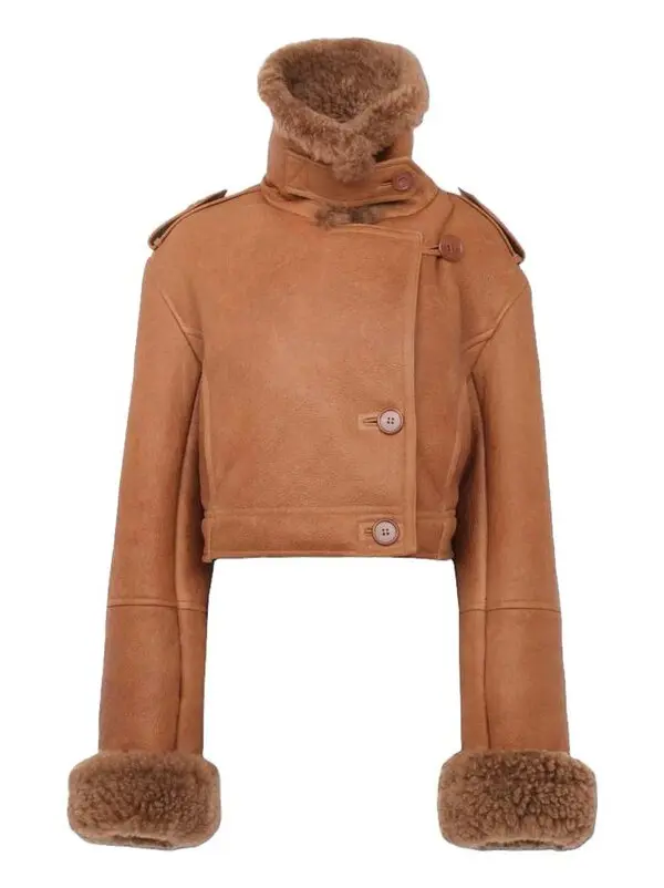 Chloé Short Leather Jacket - Brown