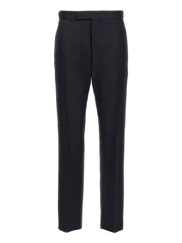 Thom Browne Low Rise Wool Twill Pants - Blue