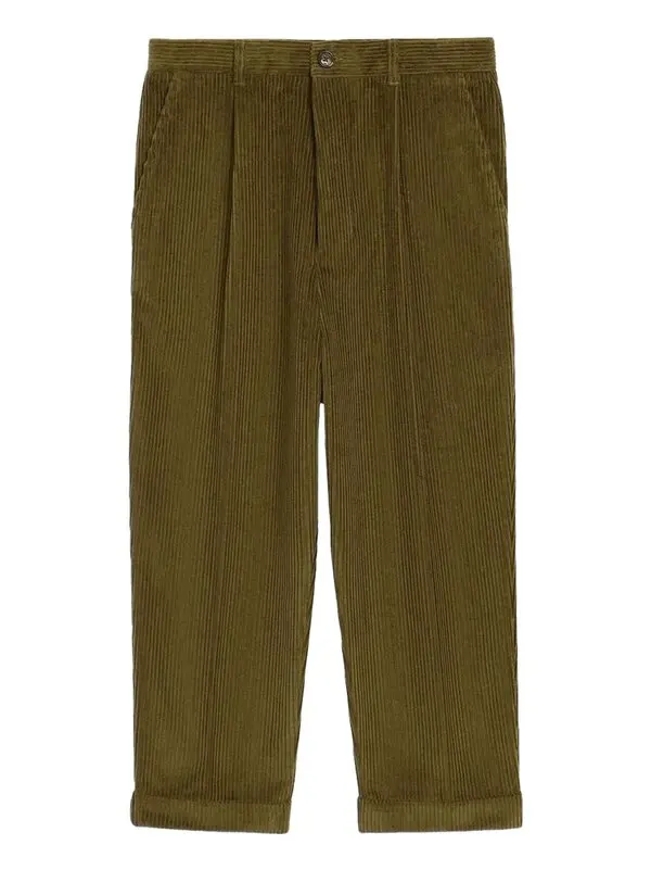 Ami Ribbed Pleated Trousers - Brown