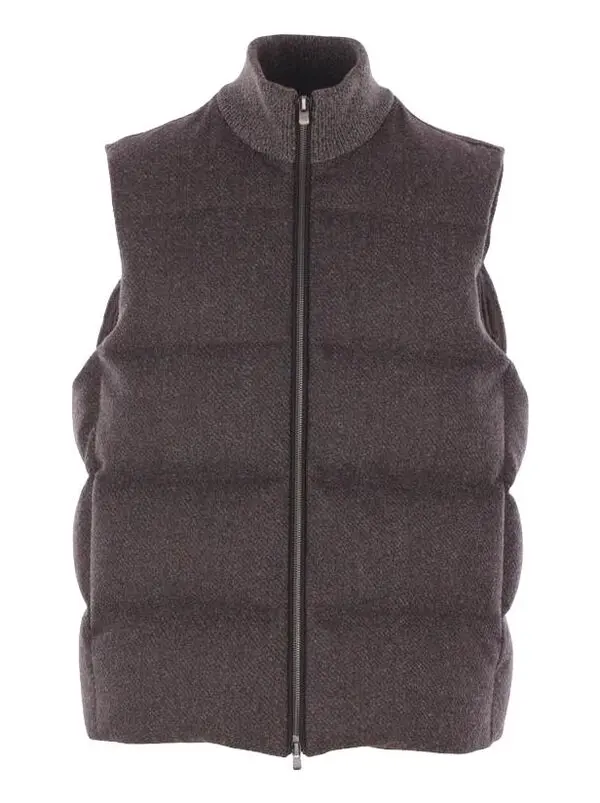 Agnona Zip-up Vest - Brown Cumin