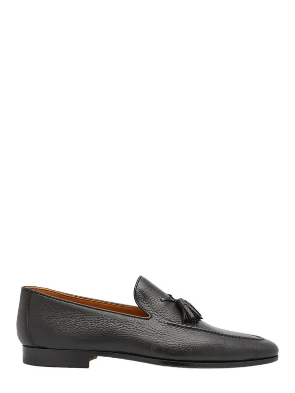 Magnanni Seneca Grained Leather Tassel Loafers - Black