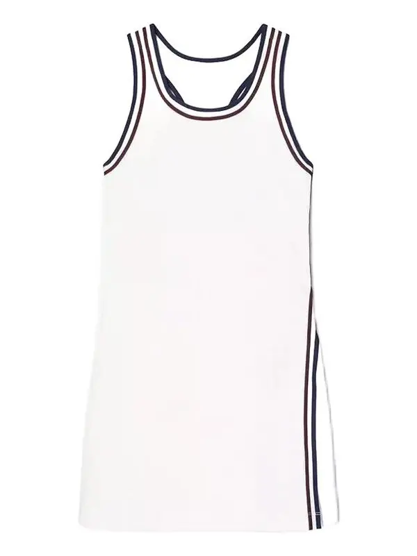 Tory Burch Performance Jersey Side-slit Tennis Dress - Snow White/tory Navy