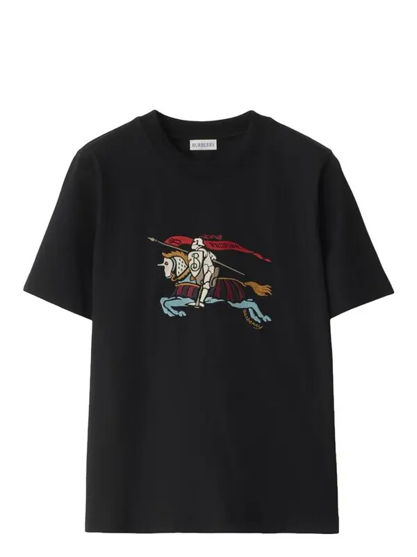 Burberry Cotton Jersey T-shirt With Equestrian Knight Design - Black
