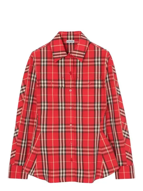 Burberry Slim Fit Check Shirt - Pillar Red